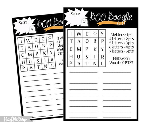 Printable Halloween Game Cards Boo Boggle Halloween Party | Etsy