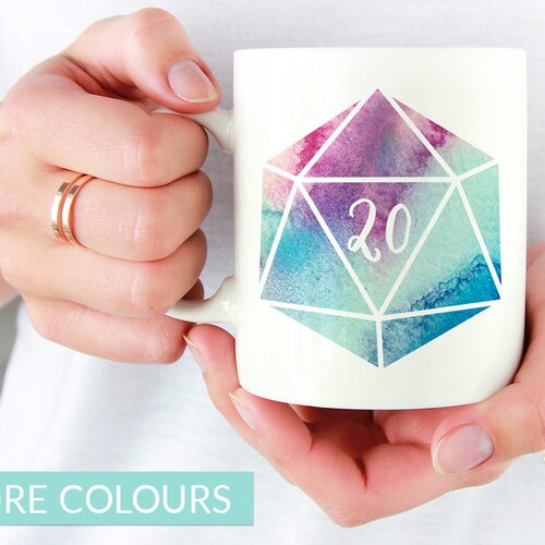 D20 Dice Mug Colour Options 11oz White Ceramic Coffee Mug | Etsy