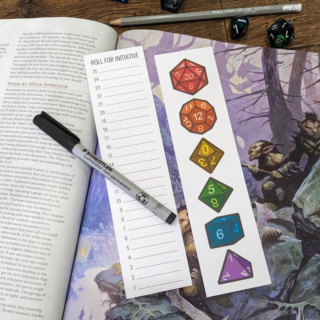 Initiative Tracker Bookmark | Dungeons and Dragons | RPG | Dnd | Gift ...