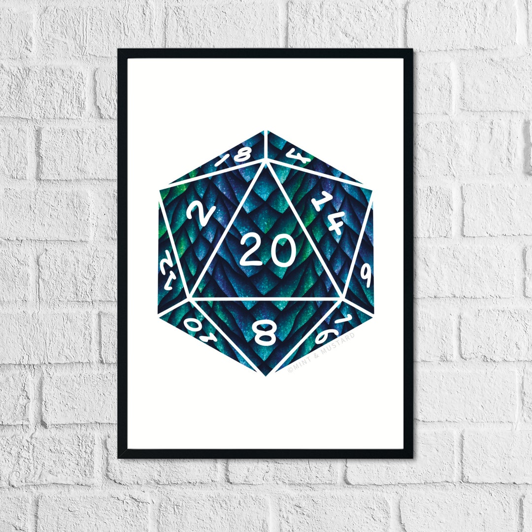 D20 Blue Dragon Scale Art Print | Inspired by the Dragon Colours From ...