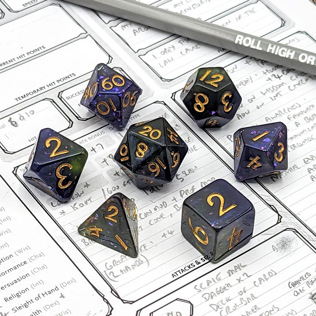 Plane of Shadow Dice Set 7pc Resin Polyhedral Dice Set for Tabletop ...