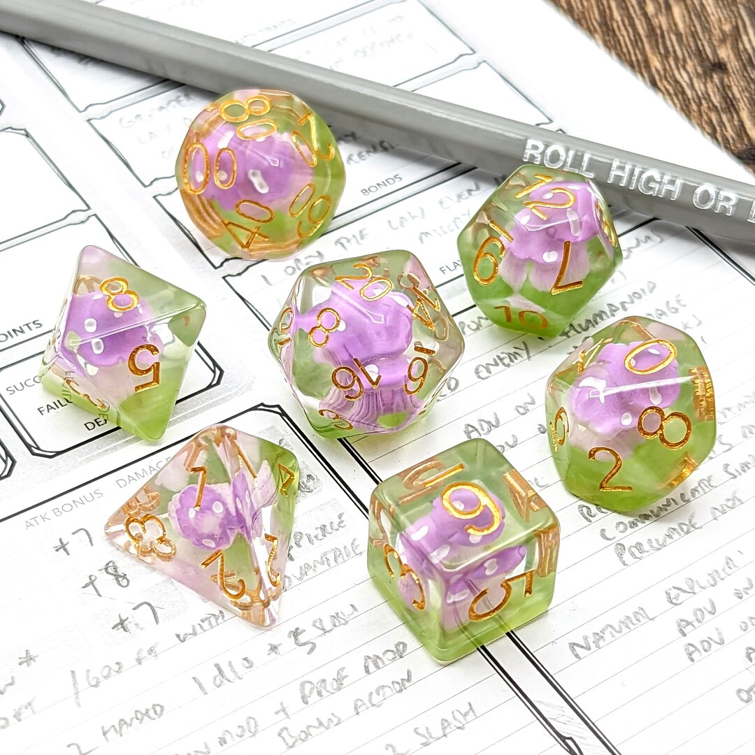 Dead People Tea Dice Set 7pc Resin Polyhedral Dice Set for Tabletop ...