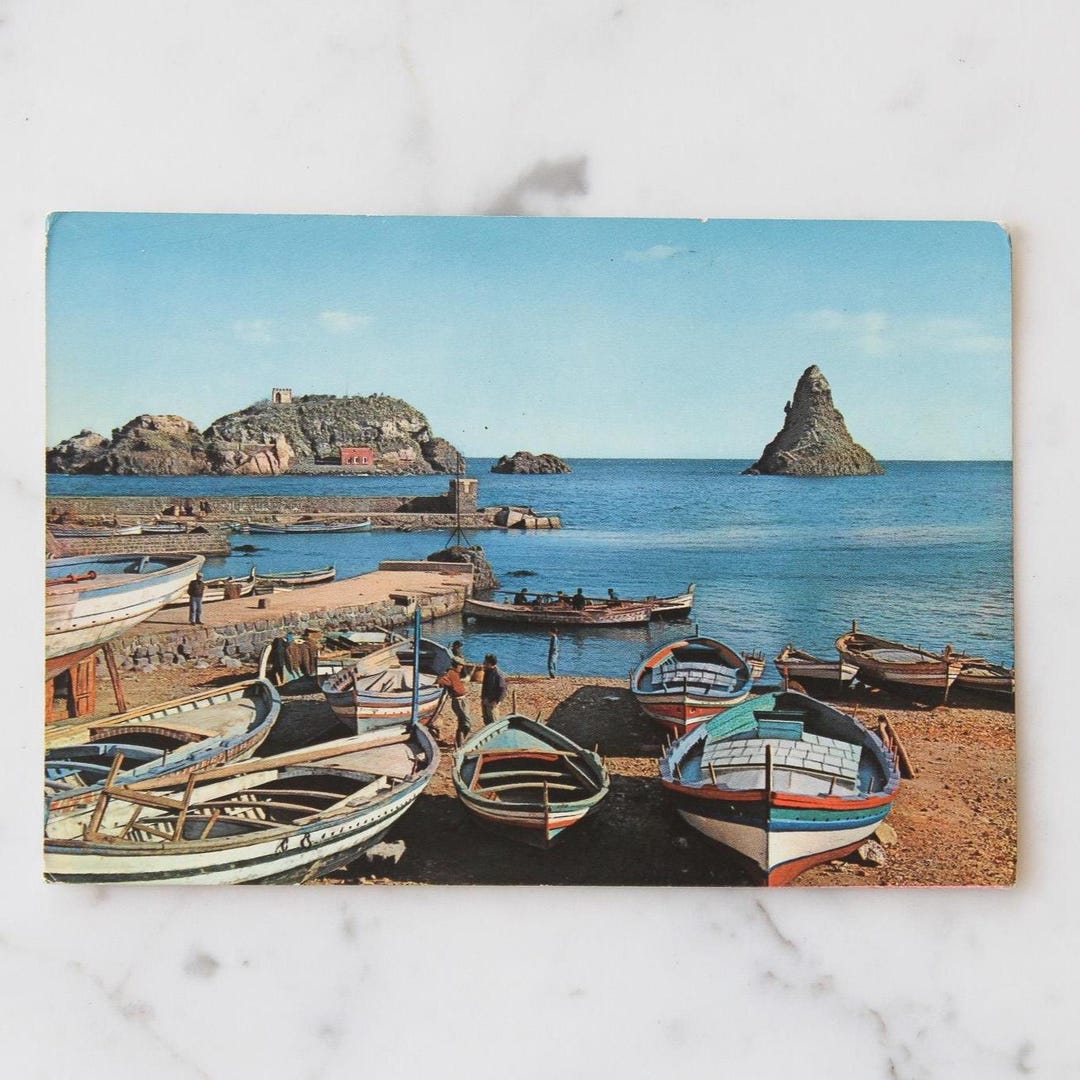 Vintage Souvenir Postcard - Vintage Postcard of Aci Trezza Harbor ...