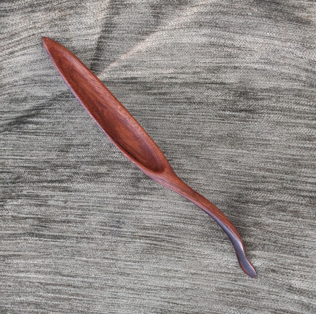 Spoon Black Walnut Wood Feather Leaf Handmade Hand Carved Art Gift - Etsy