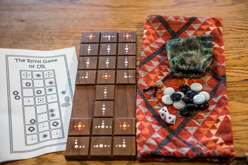 The Royal Game of Ur Full Set With Instructions | Game of Twenty ...