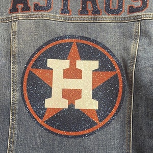 Astros Jean Jacket-custom Made Glitter Letters - Etsy