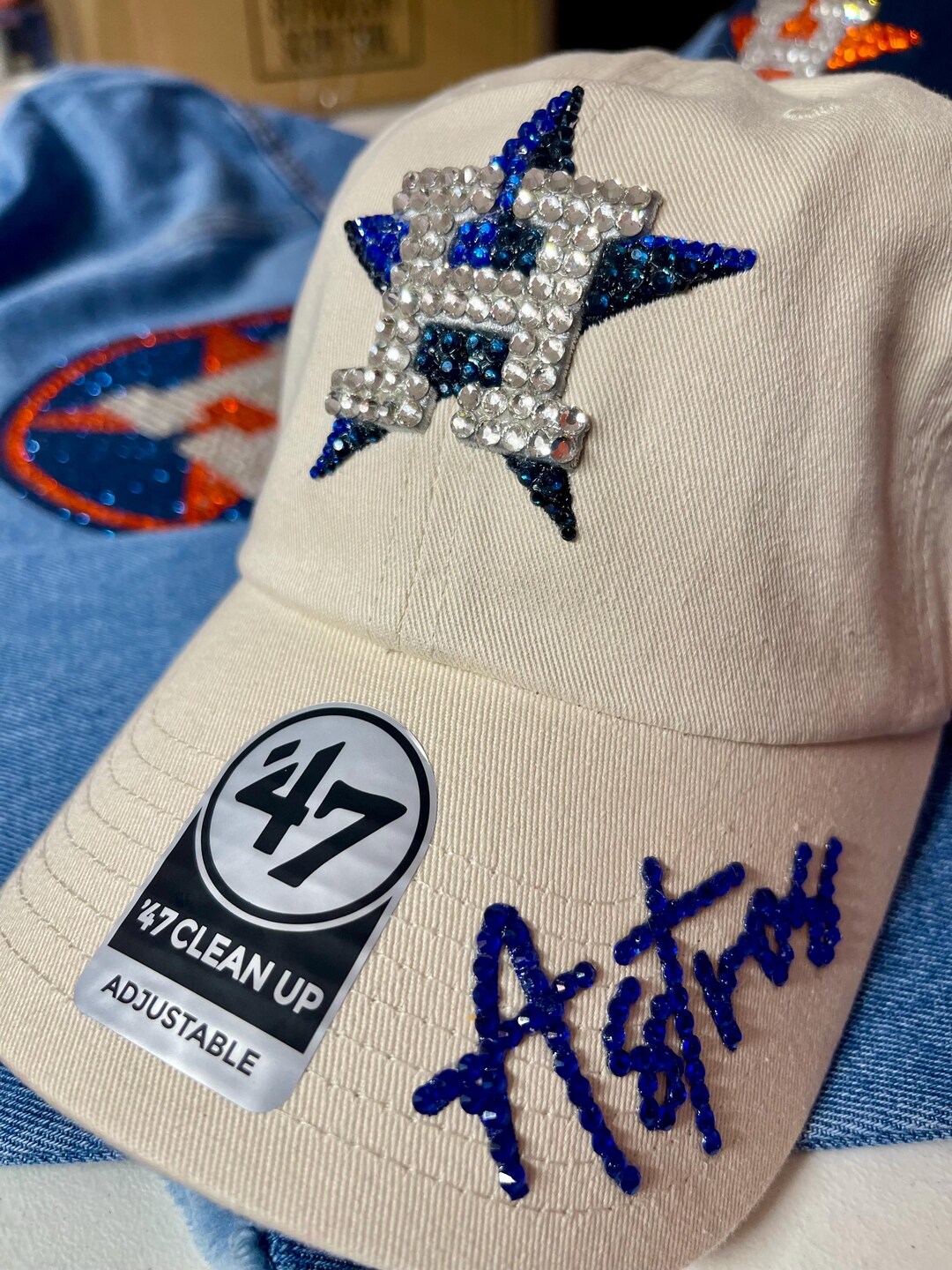 Rhinestone Handmade Astros Baseball Hat - Etsy