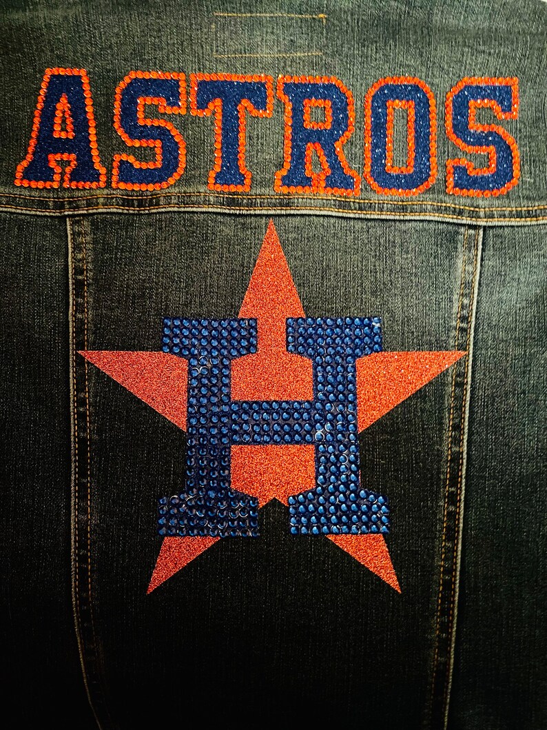 Rhinestone and Glitter Astros Jean Jacket-custom Made - Etsy