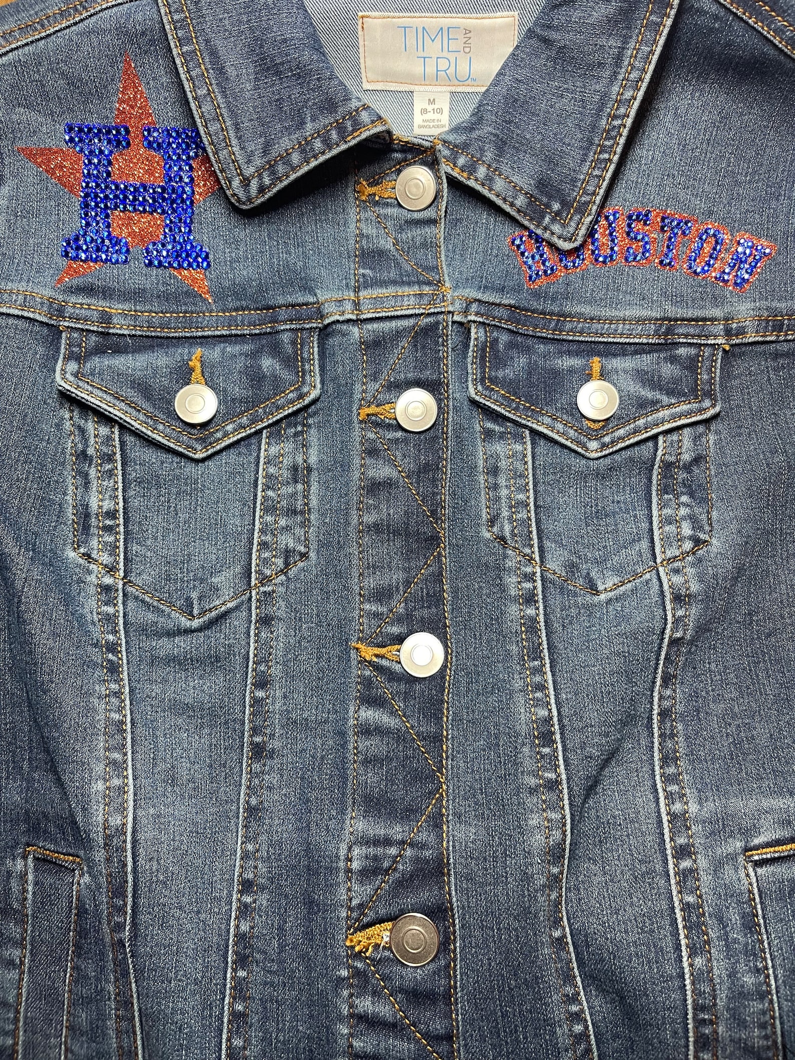 Rhinestone and Glitter Astros Jean Jacket-custom Made - Etsy
