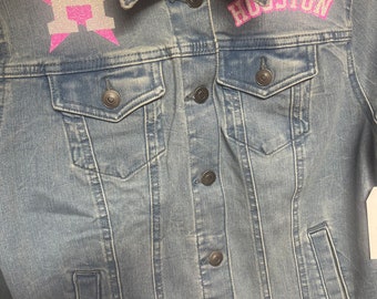 Astros Jean Jacket-custom Made Glitter Letters - Etsy