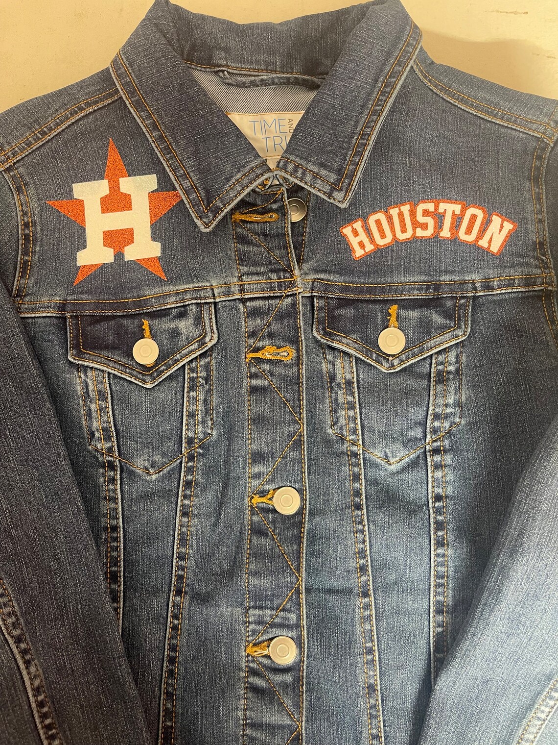 Astros Jean Jacket-custom Made Glitter Letters - Etsy