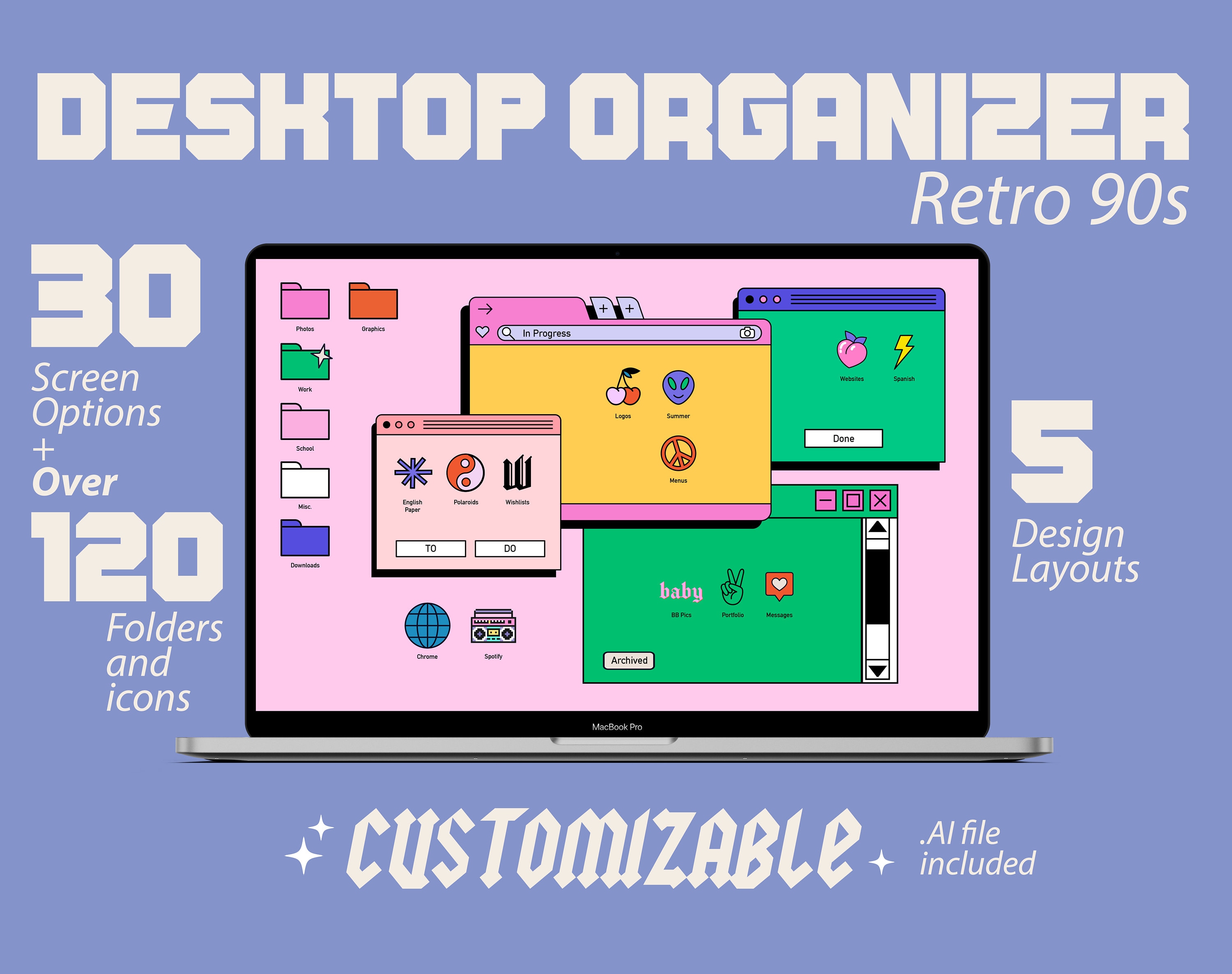 Retro Style 90s Wallpaper Organizer for Desktop - Etsy