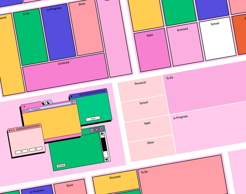 Retro Style 90s Wallpaper Organizer for Desktop - Etsy