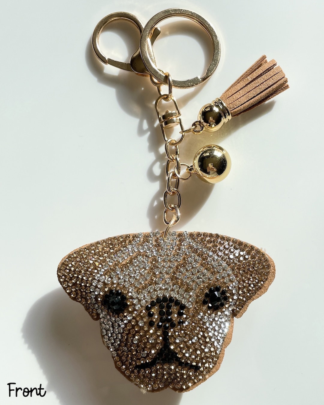 Bling Pug Custom Rhinestone Keychain Pug Backpack Charm Pug - Etsy