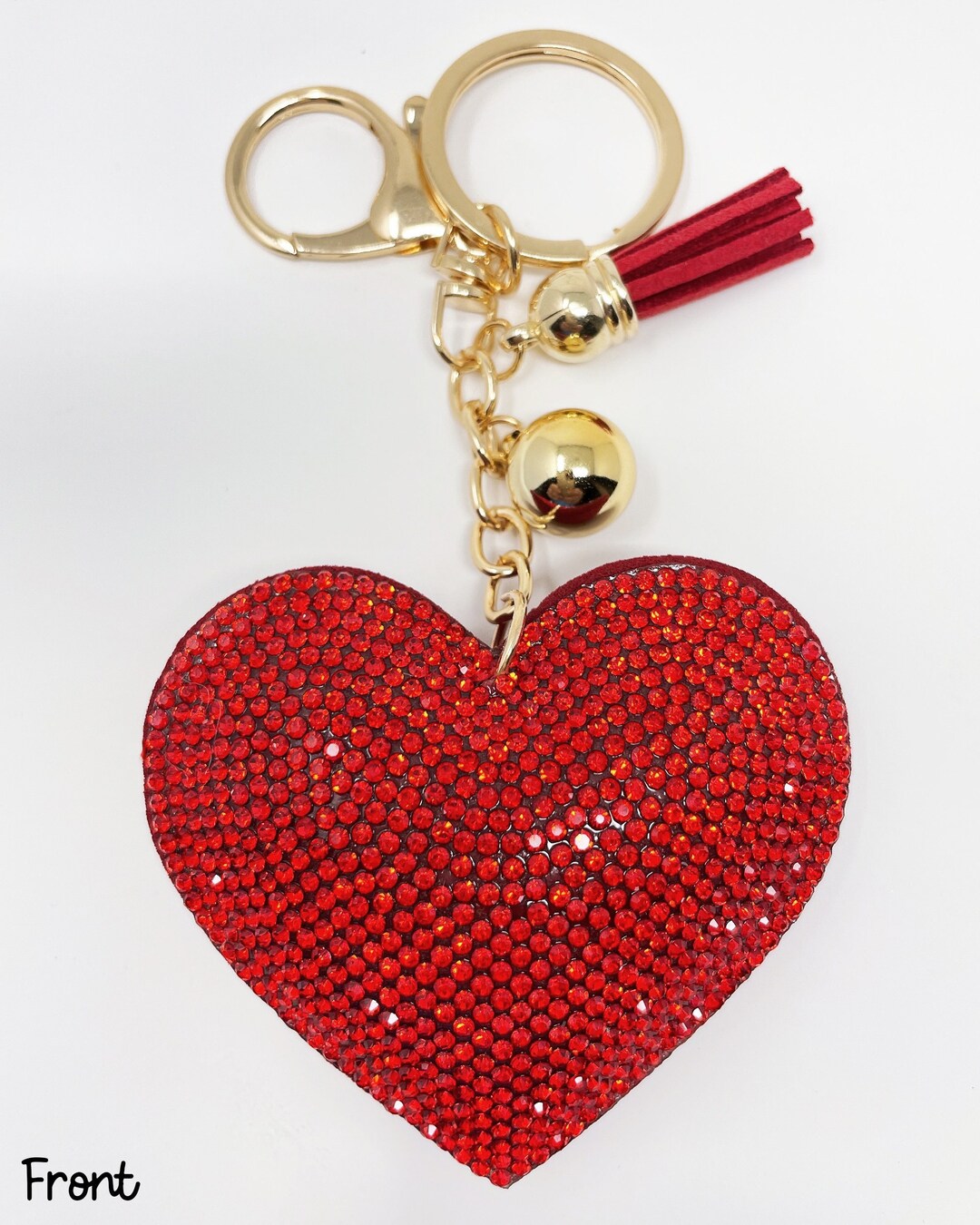Bling Rhinestone Red Heart, Valentine Custom Rhinestone Keychain ...