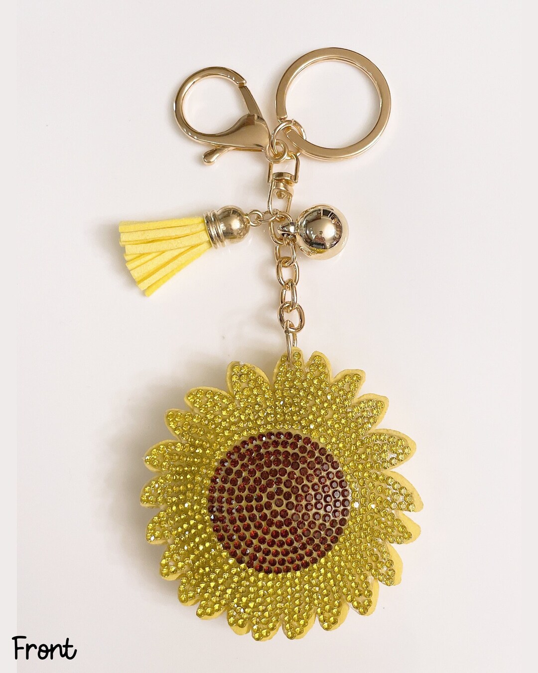 Bling Rhinestone Sunflower Custom Rhinestone Keychain - Etsy