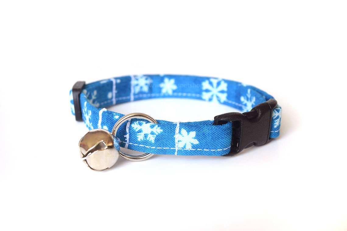 Blue Snowflake Cat Collar Breakaway Cat Collar Christmas Cat | Etsy