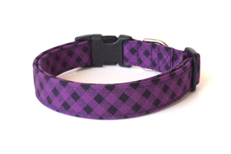 Purple Dog Collar Purple Plaid Dog Collar Unisex Dog Collar - Etsy