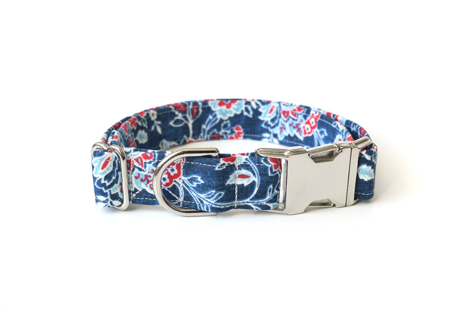 Blue & Red Floral Dog Collar Festive Winter Dog Collar - Etsy