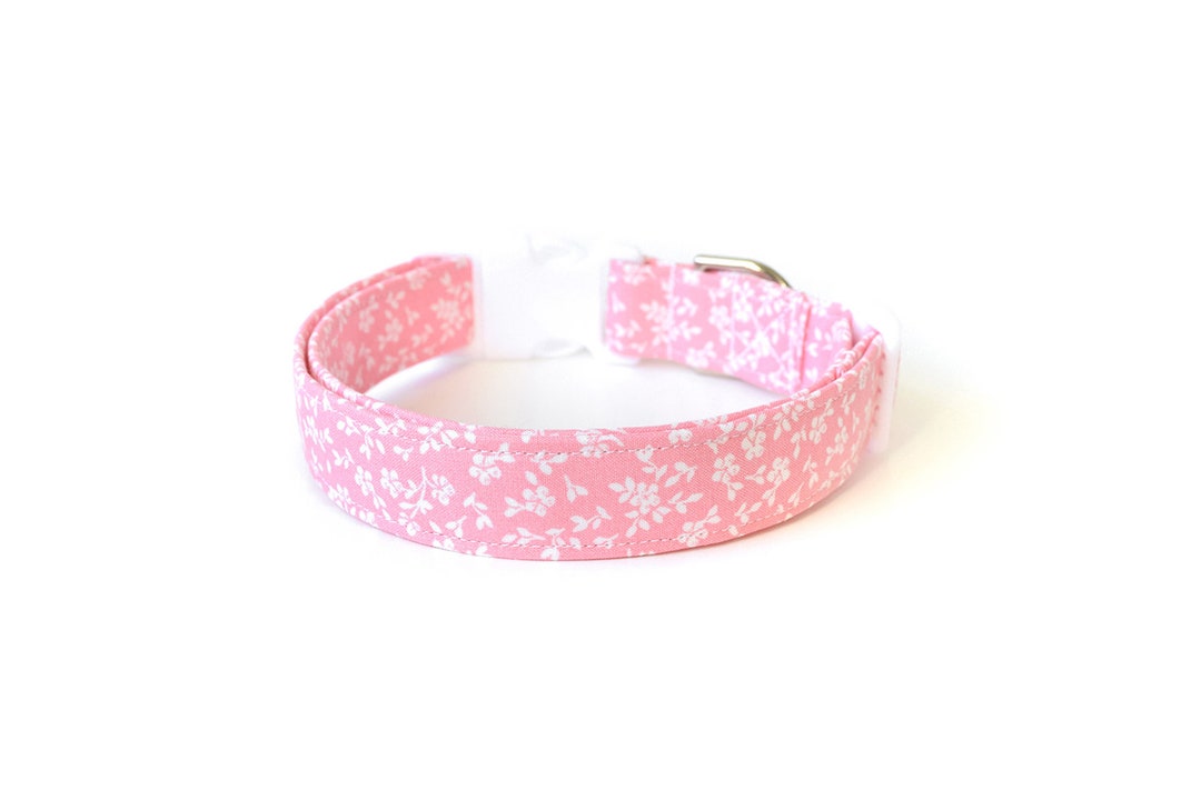 Pastel Pink Floral Dog Collar, Pink Dog Collar, Designer Dog Accessory ...