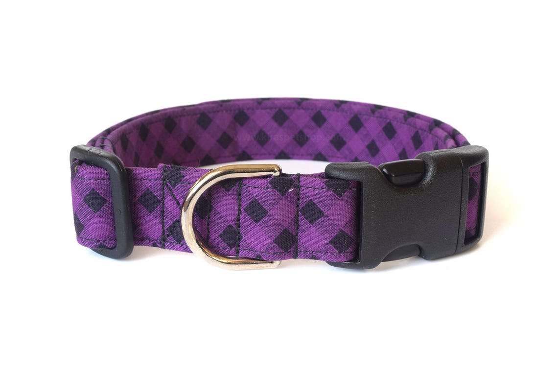 Purple Dog Collar Purple Plaid Dog Collar Unisex Dog Collar - Etsy