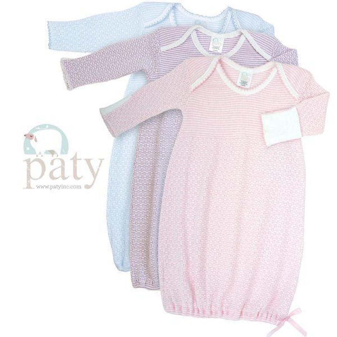 Monogrammed Paty Baby Gown - Pink, Purple and Blue, Baby Gift, Newborn ...