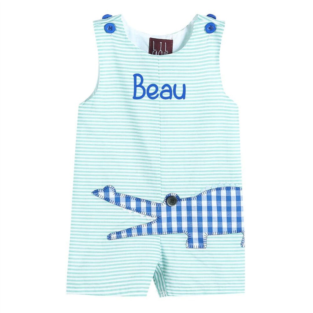 Personalized Applique Alligator Shortall Stripe Monogram - Etsy