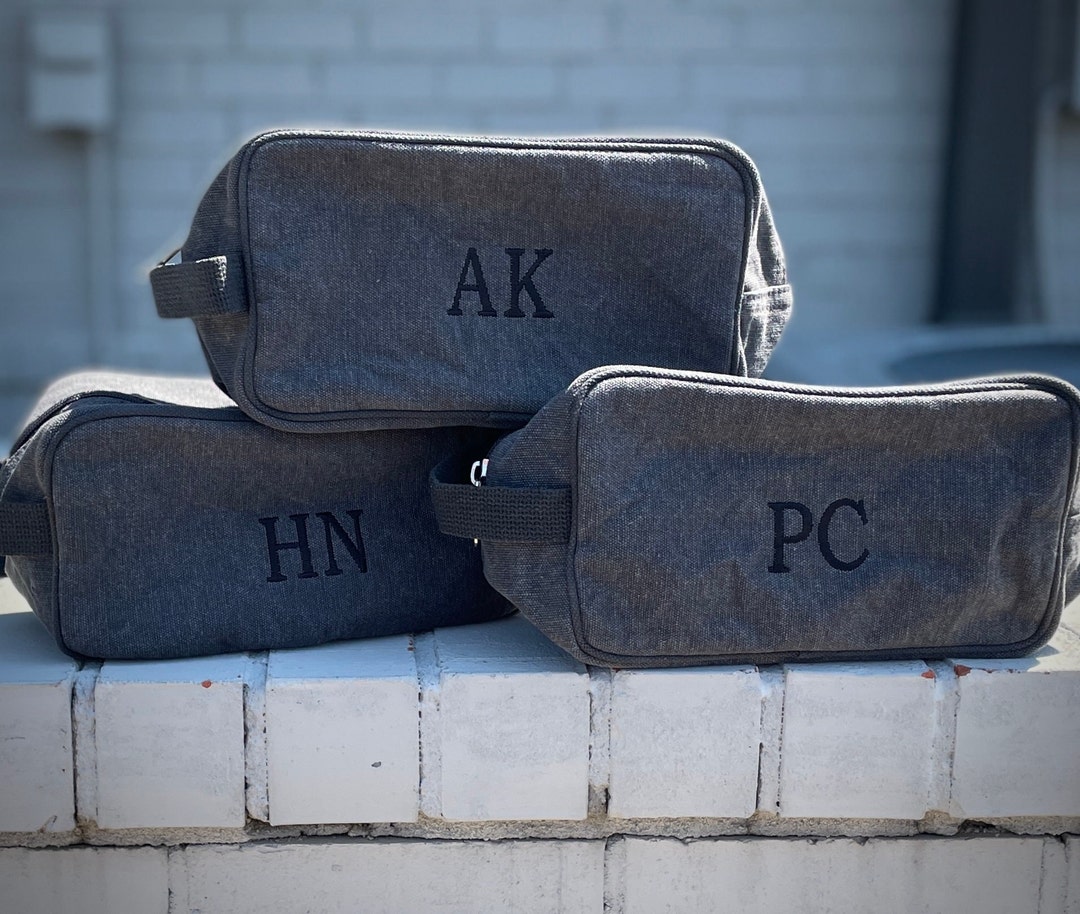 Canvas Toiletry Bags, Groomsmen Gift, Monogram Dopp Kit, Monogrammed ...