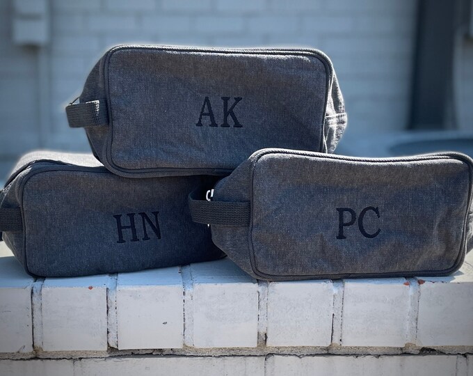 Canvas Toiletry Bags, Groomsmen Gift, Monogram Dopp Kit, Monogrammed ...