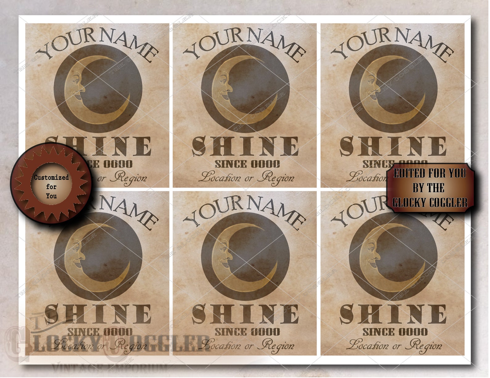 Custom Moonshine Crate & Bottle Labels 4 File Printable Set | Etsy