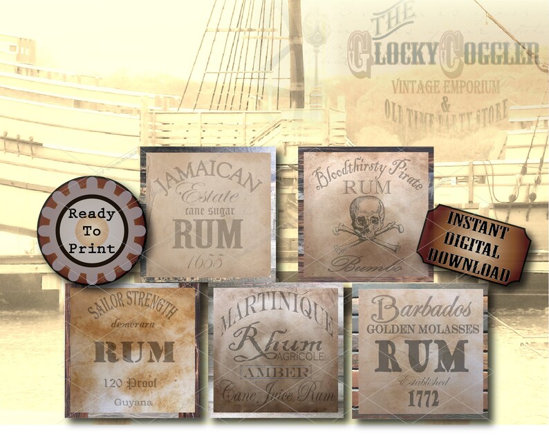5 RUM Prohibition Crate Labels Printable PDFs 12X12 | Etsy