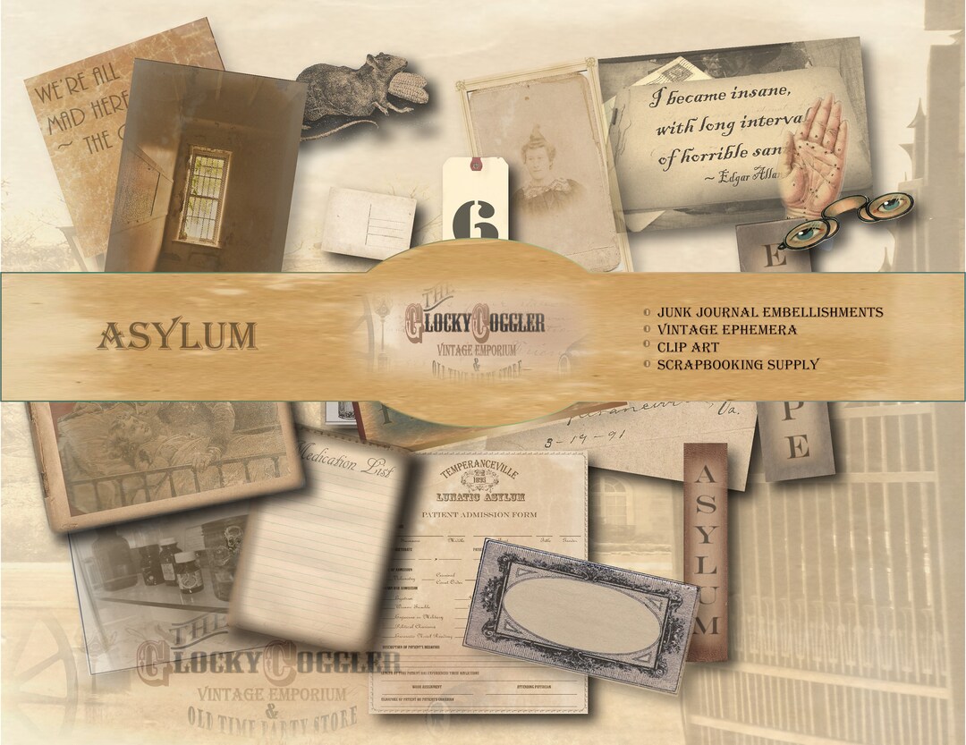 Asylum Book Nook, Scrapbook Printable Clip Art 24 Piece 5 Jpgs ~ 20 ...