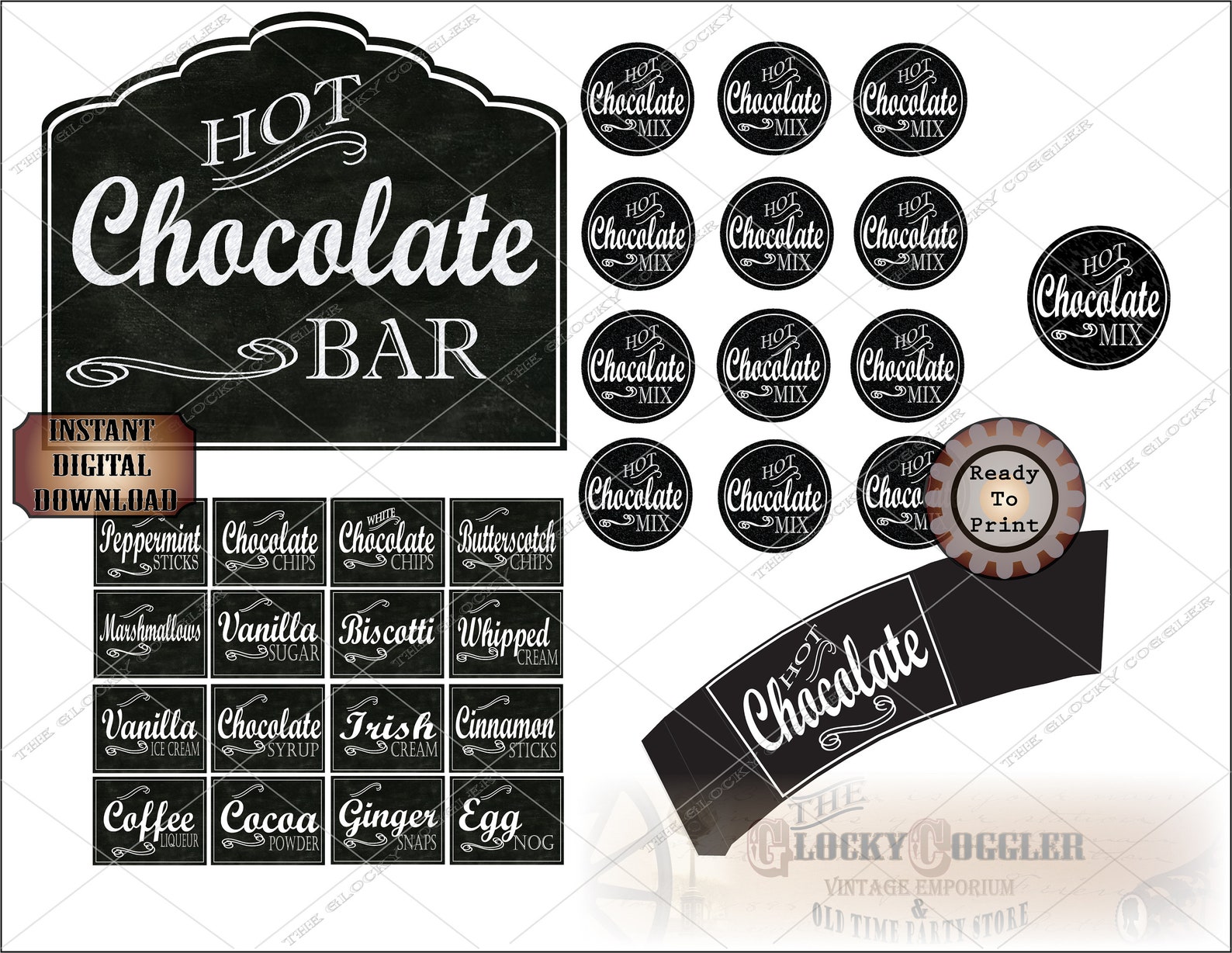 Hot Chocolate Bar Printable Set of 5 Files PDF JPG | Etsy
