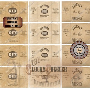 24 Mini Bootlegger Bottle Labels Printable ~ Booze Prohibition ...