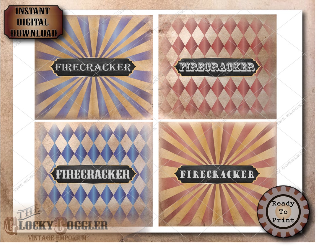 Firecracker Cigar Paper Wraps Printable JPG 4 Colorful 4th of July ...