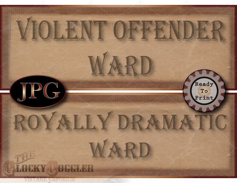 ASYLUM WARD SIGNS Asylum Printable Party Prop Set ~ Jpg Digital Files ...