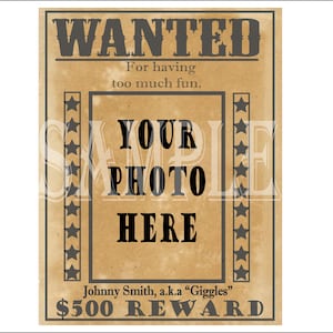 Custom WANTED Poster Printable JPG File ~ Personalized Photo, Crime ...