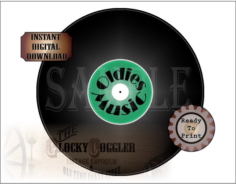 50s Printable Vinyl Record Images 5 PDF Files ~ 11x11" 1950s Retro ...