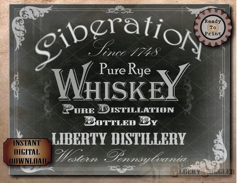 5 Whiskey Crate Labels Printable Set JPG Files ~ Pre-prohibition Civil ...
