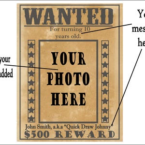 Custom WANTED Poster Printable JPG File ~ Personalized Photo, Crime ...