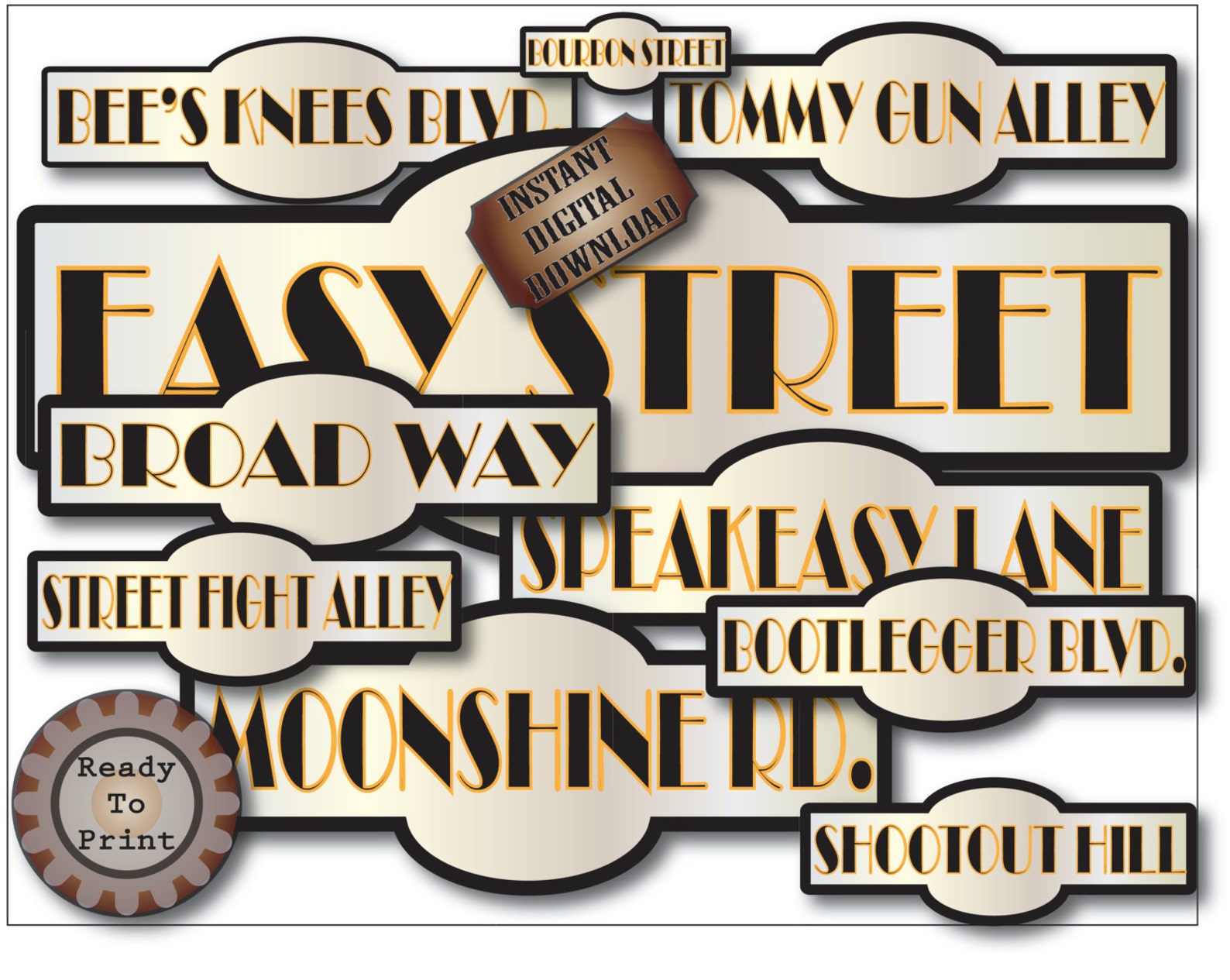 Prohibition Street Signs Printable Set of 10 Life Sized Road | Etsy