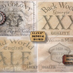 12 Prohibition Bootlegger Crate Label Props JPG Set ~ 8.5X11 Speakeasy ...