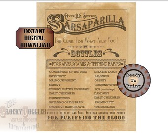 Sarsaparilla Label - Etsy