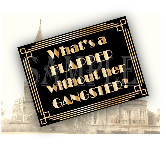 Flapper Gangster Roaring 20s Sign Printable Art Deco Gatsby | Etsy