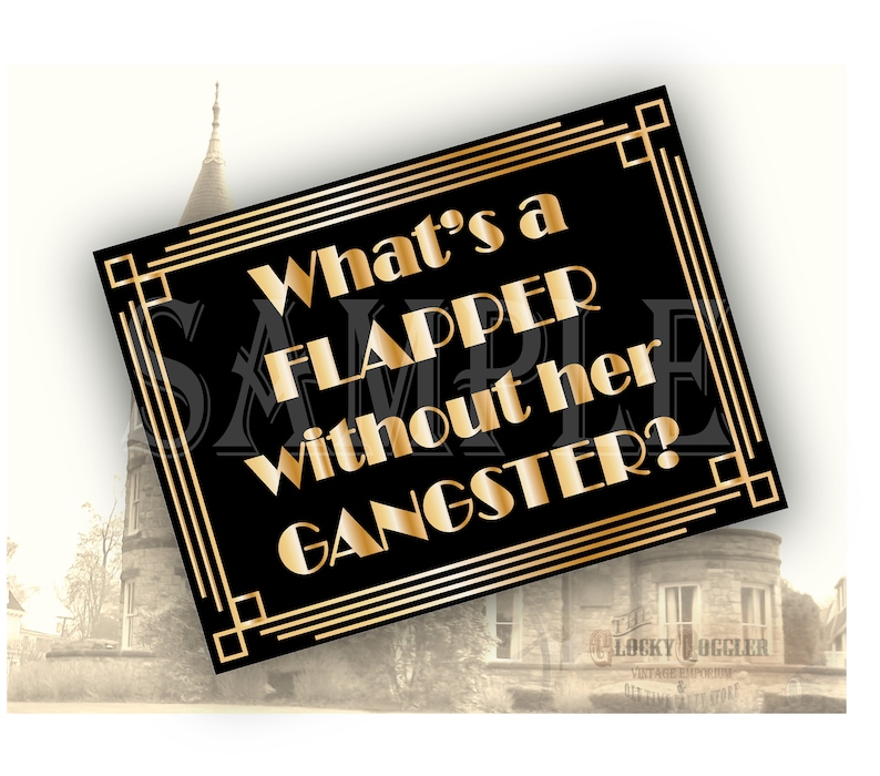 Flapper Gangster Roaring 20s Sign Printable Art Deco Gatsby | Etsy