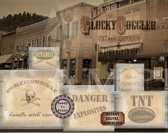 Mine Explosives Crate Labels Printable Wild West Gold Mining | Etsy