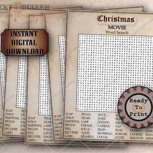 Christmas Movie WORD SEARCH Printable JPG Family Night Social ...
