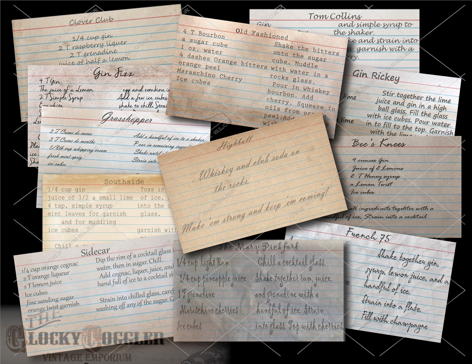 Prohibition Signature Drinks Printable Set of 12 Roaring 20s Cocktails ...