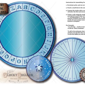 Secret Message DECODER WHEEL Printable 5 JPG Set Holiday Escape Room ...