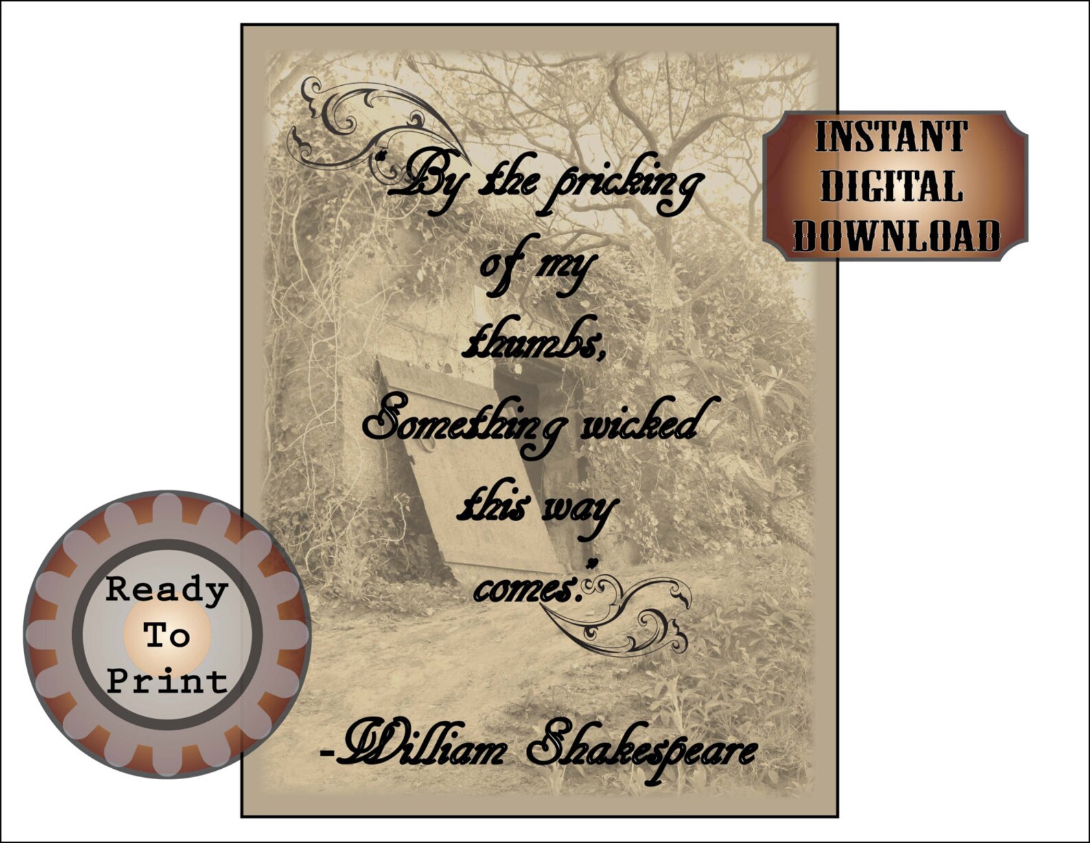 Open Tomb Printable Halloween Party Sign Shakespeare Quote - Etsy